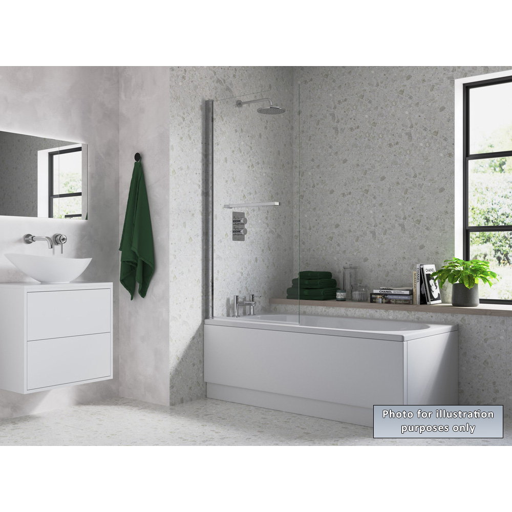 Livenza Single Straight Bath Screen w/Rail - Chrome Product